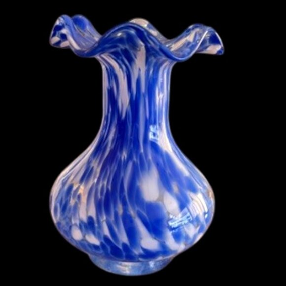 Accents | Spatter Glass Vase With Ruffled Edge | Poshmark